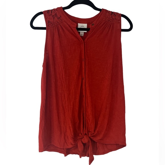 Tops | Womens Small Red Tank With Lace | Poshmark